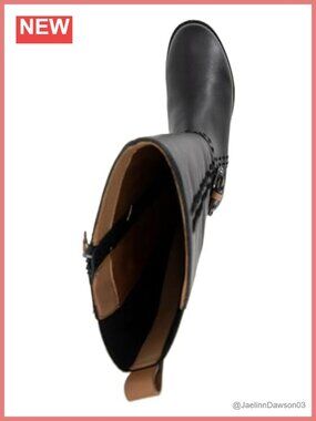 Shoes | Knee High Leather Boots Buckle Whip Stitch Inside Zip Comfort ...